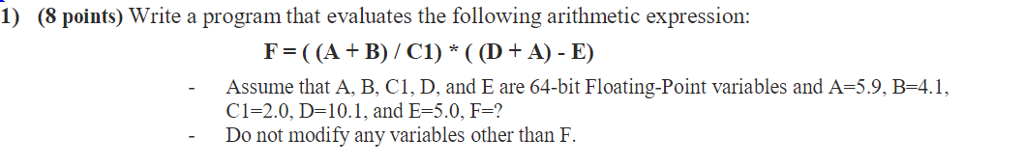 1 8 Points Write A Program That Evaluates The 