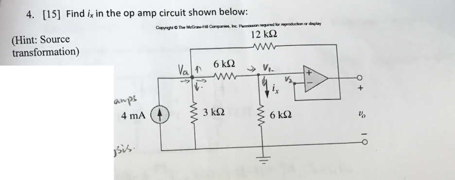 Solved 4. [15 Find ix in the op amp circuit shown below: | Chegg.com