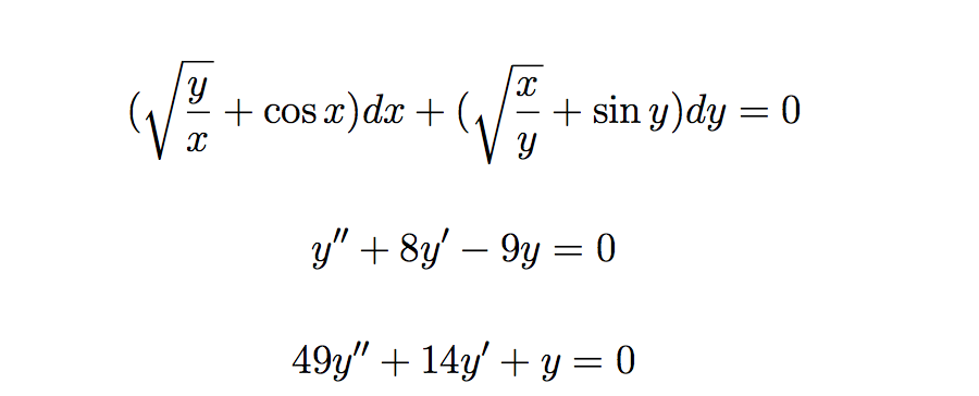 Solved (root y/x + cos x)dx + (root x/y + sin y)dy = 0 y'' + | Chegg.com