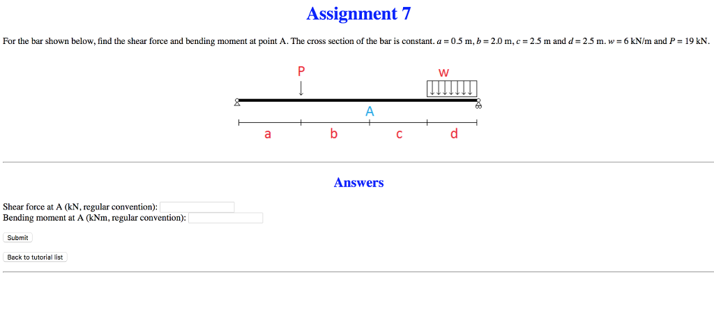 Solved Assignment 7 For the bar shown below find the shear | Chegg.com