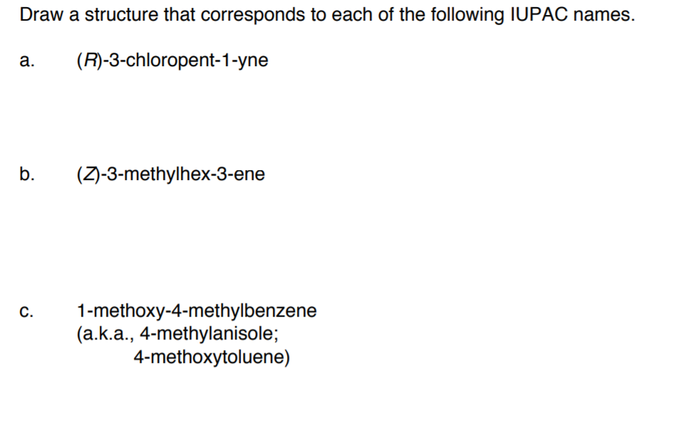 Solved Draw a structure that corresponds to each of the | Chegg.com