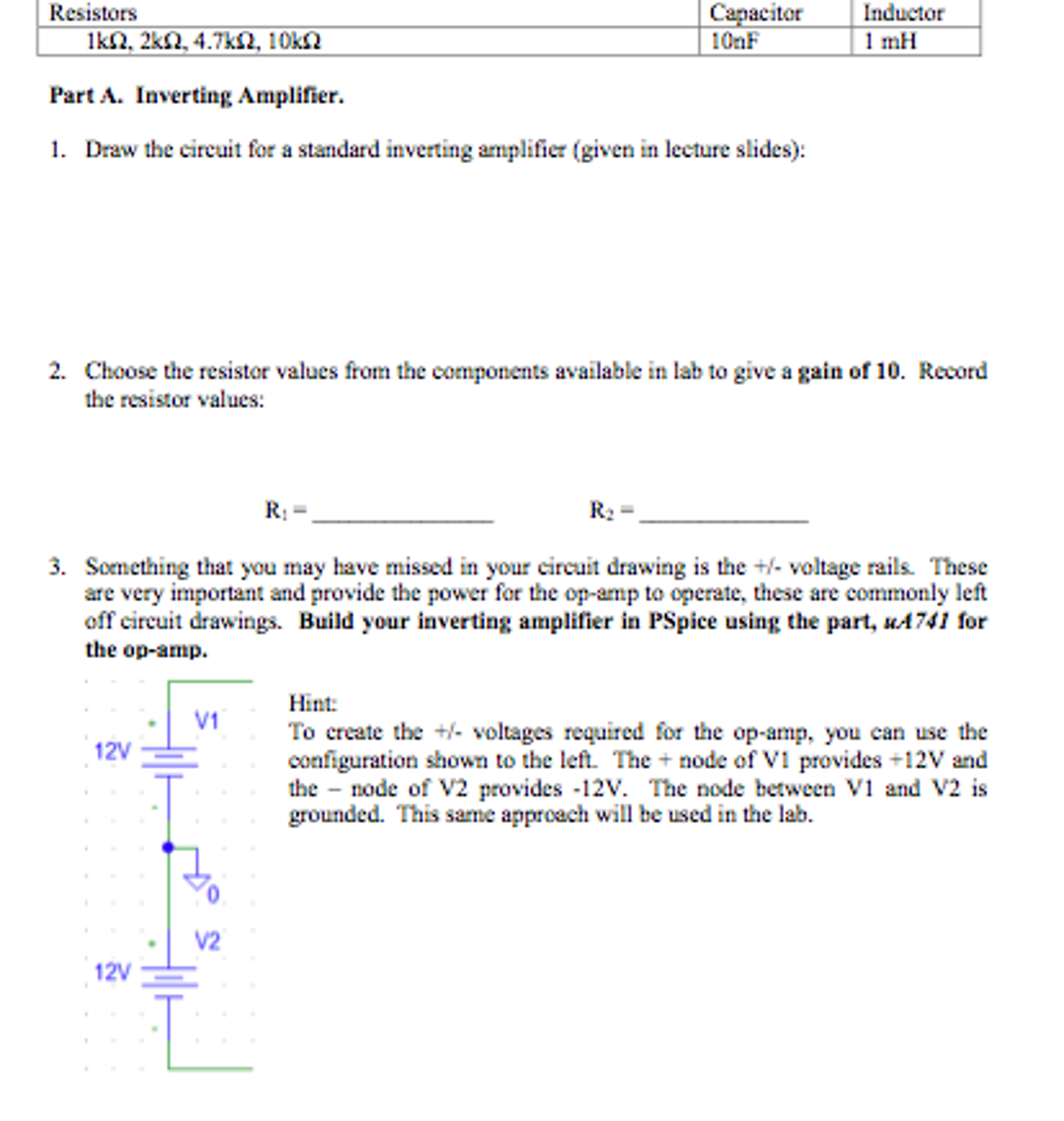 Solved Resistors Capacitor 0nF Inductor 1 mH 1kS2. | Chegg.com