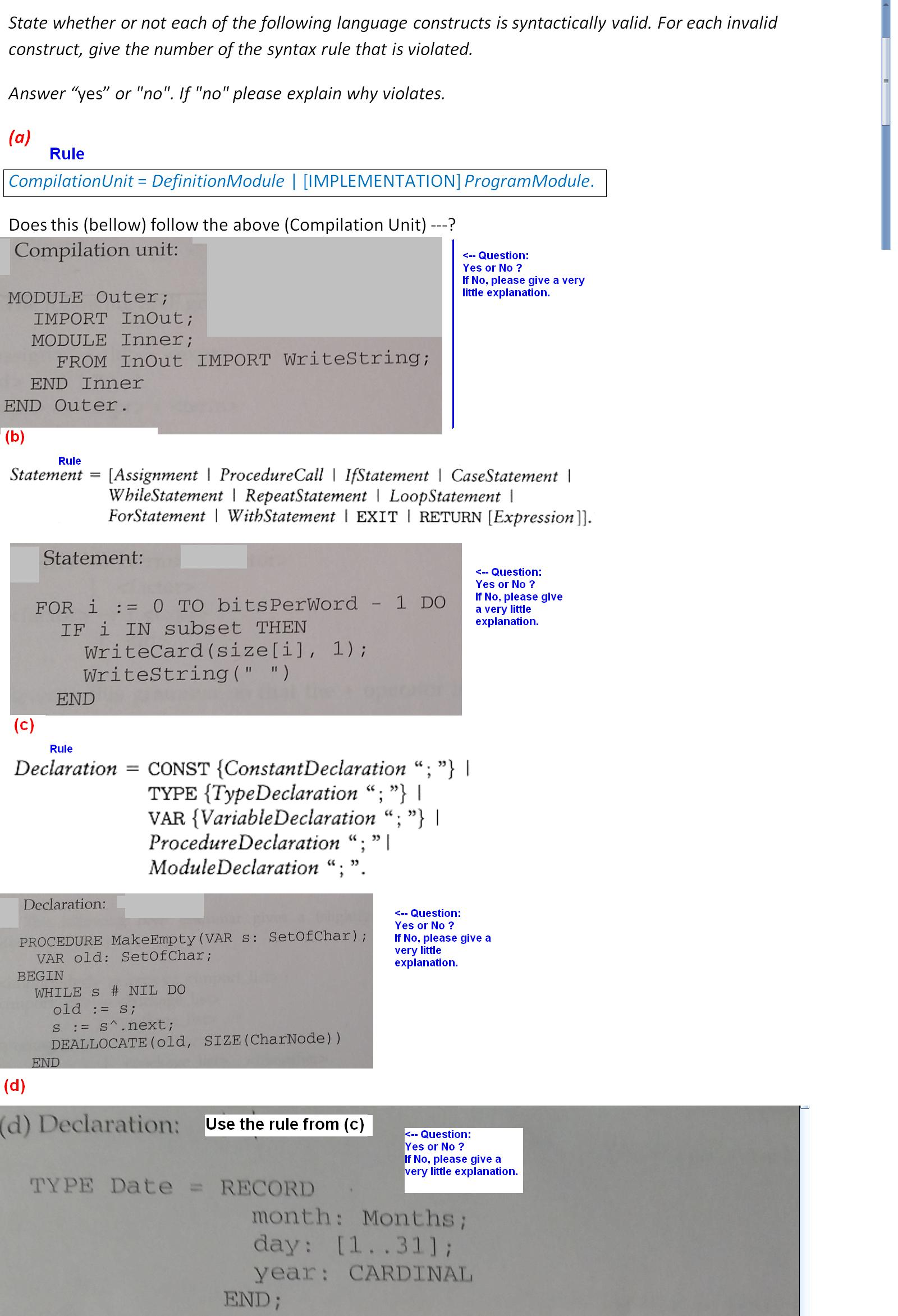 Programming language concept 1.1 Please let me know | Chegg.com