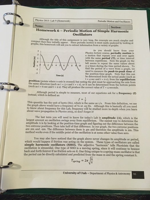 Solved Physies 2015- Lab 9 (Homework) Periodic Motion and | Chegg.com
