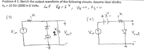 Solved Problem # 1: Sketch the output waveform of the | Chegg.com