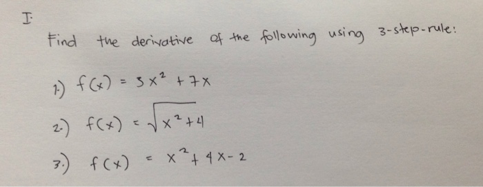 Solved Find the derivative of the following using | Chegg.com