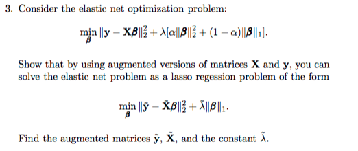 Solved 3 Consider The Elastic Net Optimization Problem Min