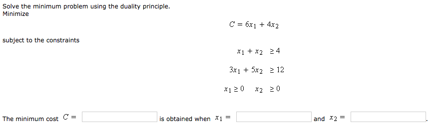 Solved Solve the minimum problem using the duality | Chegg.com