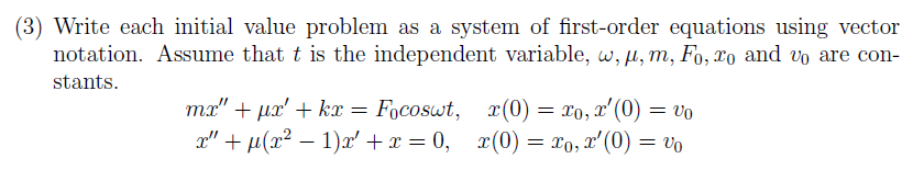 Solved (3) Write each initial value problem as a system of | Chegg.com