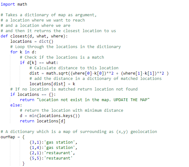 import math # Takes a dictionary of map as argument, | Chegg.com