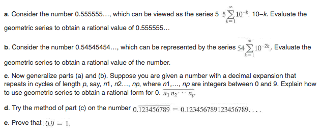 Solved Consider the number 0.555555..., which can be viewed | Chegg.com