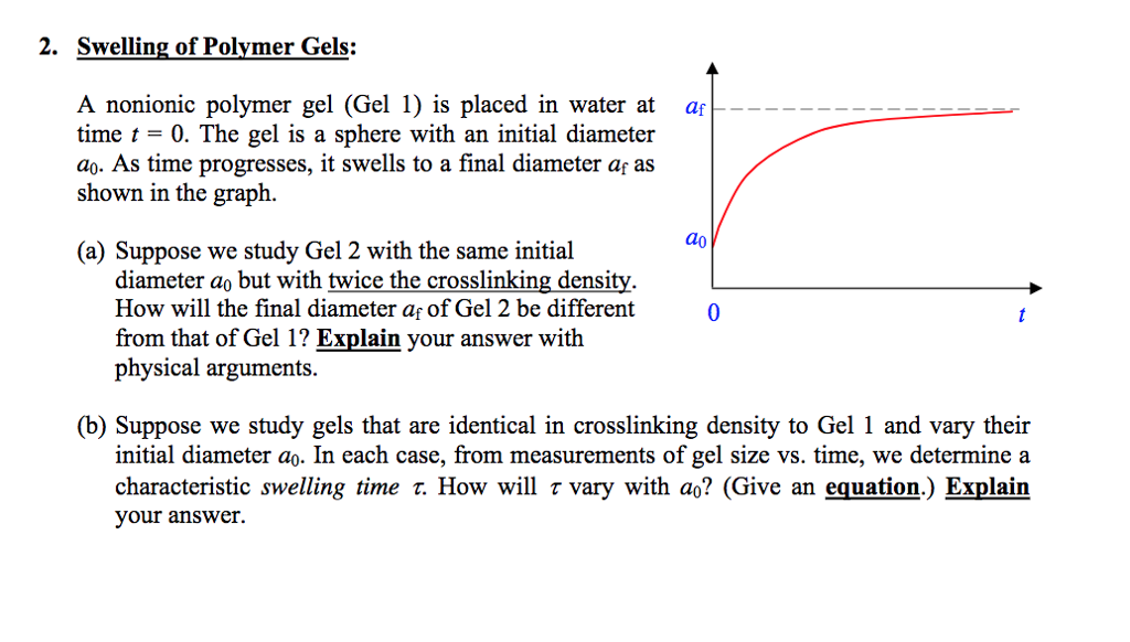 2. Swelling of Polymer Gels: A nonionic polymer gel | Chegg.com