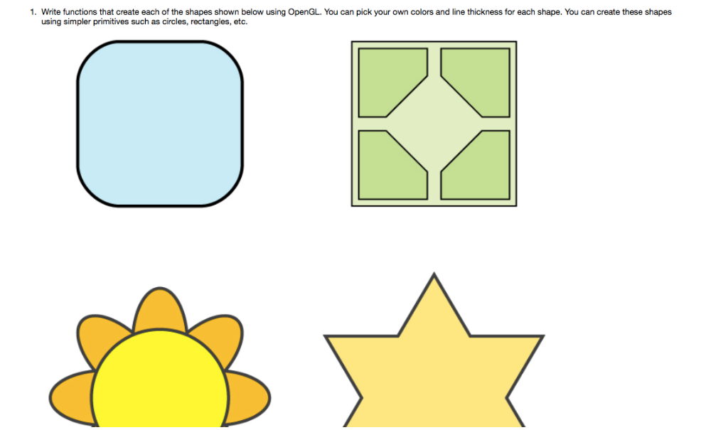 Solved 1. Write functions that create each of the shapes | Chegg.com