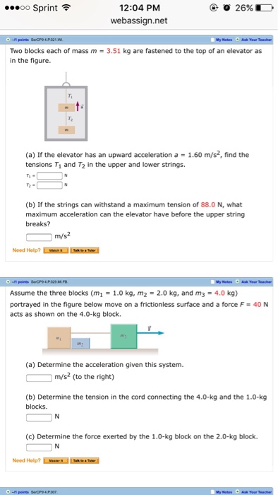 Solved Two blocks each of mass m = 3.Si kg are fastened to | Chegg.com