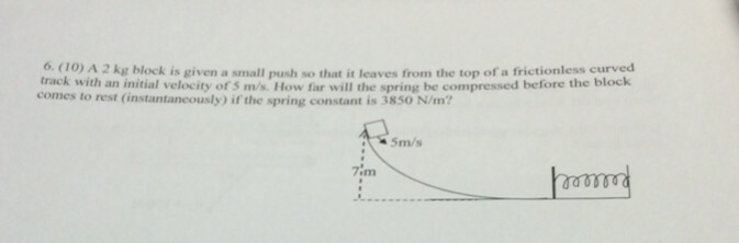 Solved A 2 kg block is given a small push so that it leaves | Chegg.com