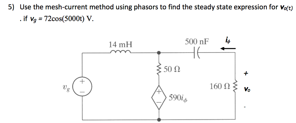Solved Use the mesh-current method using phasors to find the | Chegg.com