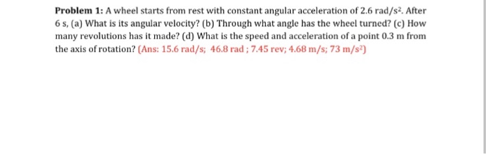 Solved A wheel starts from rest with constant angular | Chegg.com
