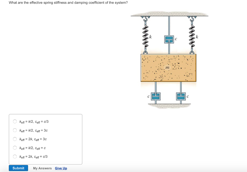 Solved What are the effective spring stiffness and damping | Chegg.com
