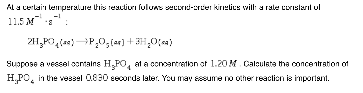 Solved At A Certain Temperature This Reaction Follows