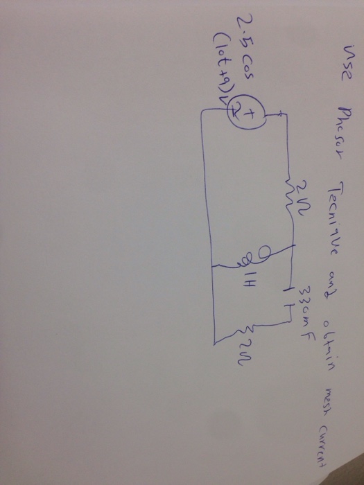 Solved Use Phasor Technique and obtain mesh current | Chegg.com