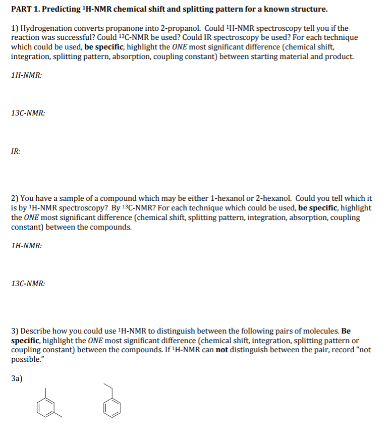 Solved PART 1. Predicting 1H-NMR chemical shift and | Chegg.com