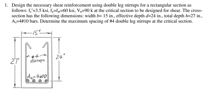 Solved Design the necessary shear reinforcement using double | Chegg.com