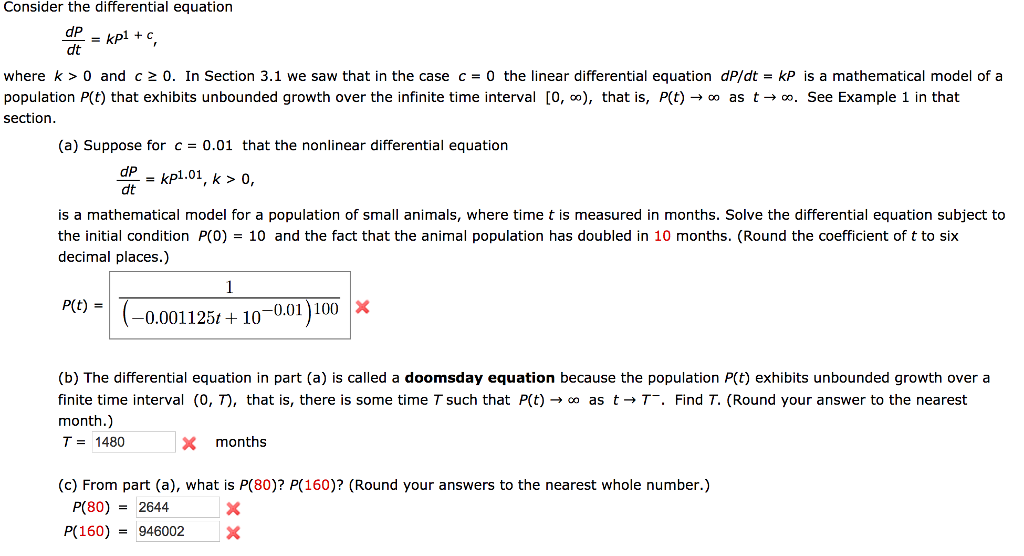 Solved Consider the differential equation dP/dt = kP^1 +c, | Chegg.com