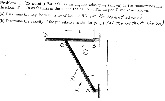 Solved Bar AC has an angular velocity w1 (known) in the | Chegg.com