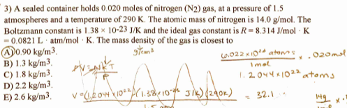 Solved 3) A sealed container holds 0.020 moles of nitrogen | Chegg.com
