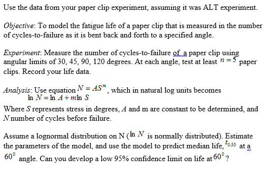 Use the data from your paper clip experiment, | Chegg.com
