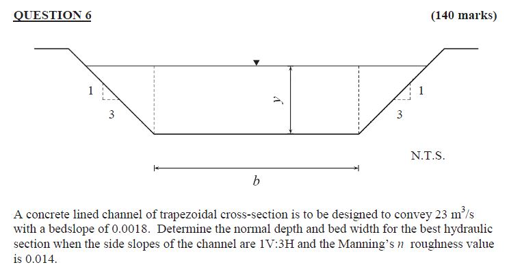 Solved A concrete lined channel of trapezoidal cross-section | Chegg.com