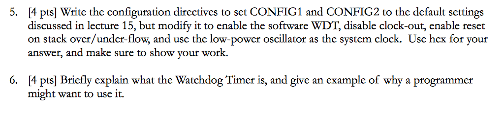 Solved Write The Configuration Directives To Set Config1 And