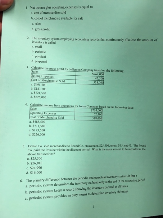 Solved Net income plus operating expenses is equal to cost | Chegg.com
