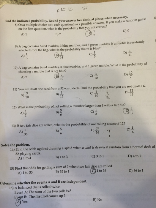 Solved On a multiple choice test, each question has 7 | Chegg.com