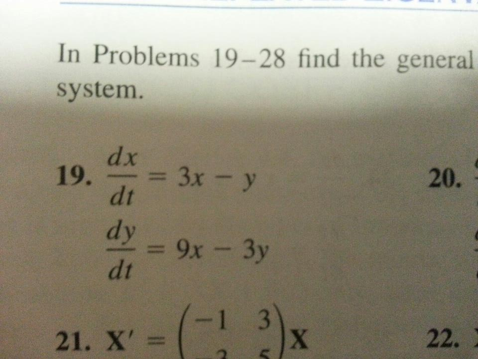 Solved In Problems 19-28 find the general system. dx/dt = | Chegg.com