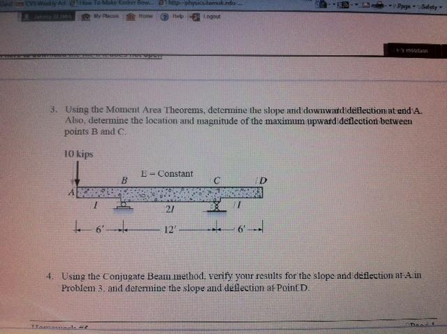 Using the Moment Area Theorems, determine the slope | Chegg.com