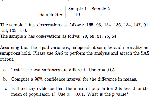 Solved Sample 1 | Sample 2 Sample Size 1.0 The sample 1 has | Chegg.com