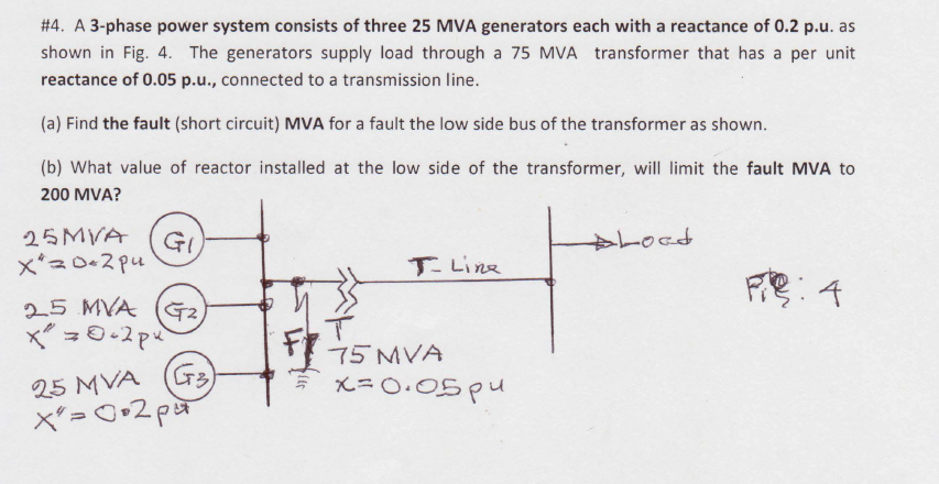 Solved #4. A 3-phase power system consists of three 25 MVA | Chegg.com