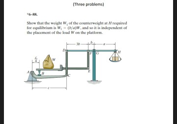 Solved Show that the weight W_1 of the counterweight at H | Chegg.com