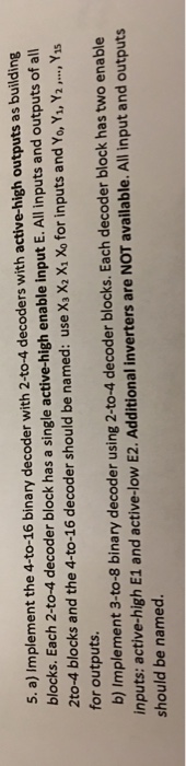 Solved Implement the 4-to-16 binary decoder with 2-to-4 | Chegg.com