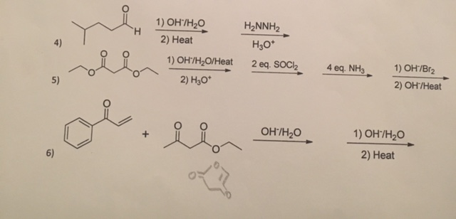 Solved H2NNH2 1) OH/H2O H 2) Heat H3O+ 2 eq. SOCh 4) 1) | Chegg.com