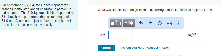 Solved On September 8,2004, the Genesis spacecraft crashed | Chegg.com