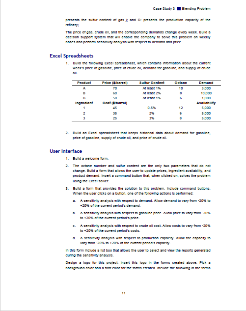 Case Study 3 lending Problem Blending Problem Problem | Chegg.com