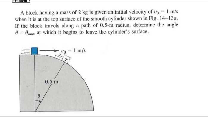 Solved A block having a mass of 2 kg is given an initial | Chegg.com