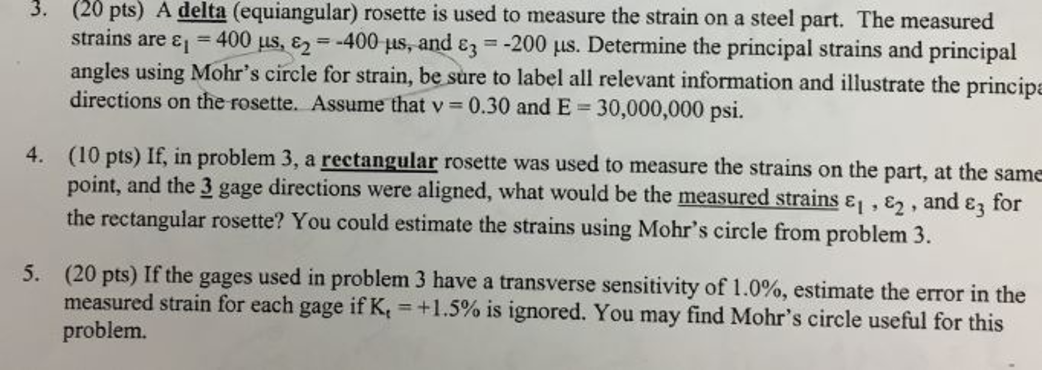 A delta (equiangular) rosette is used to measure the | Chegg.com