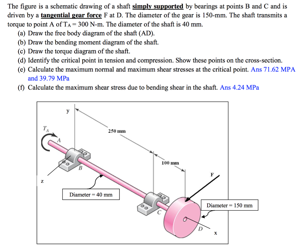 The figure is a schematic drawing of a shaft simply | Chegg.com