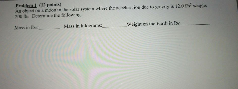 Solved Problem 1 (12 points) An object on a moon in the | Chegg.com