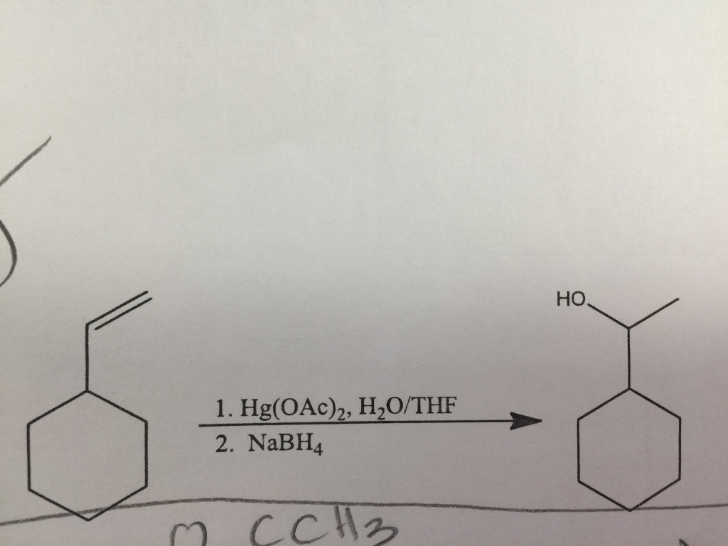 Solved 1. Hg(OAc) 2, H20/ THF 2. NaBH HO | Chegg.com