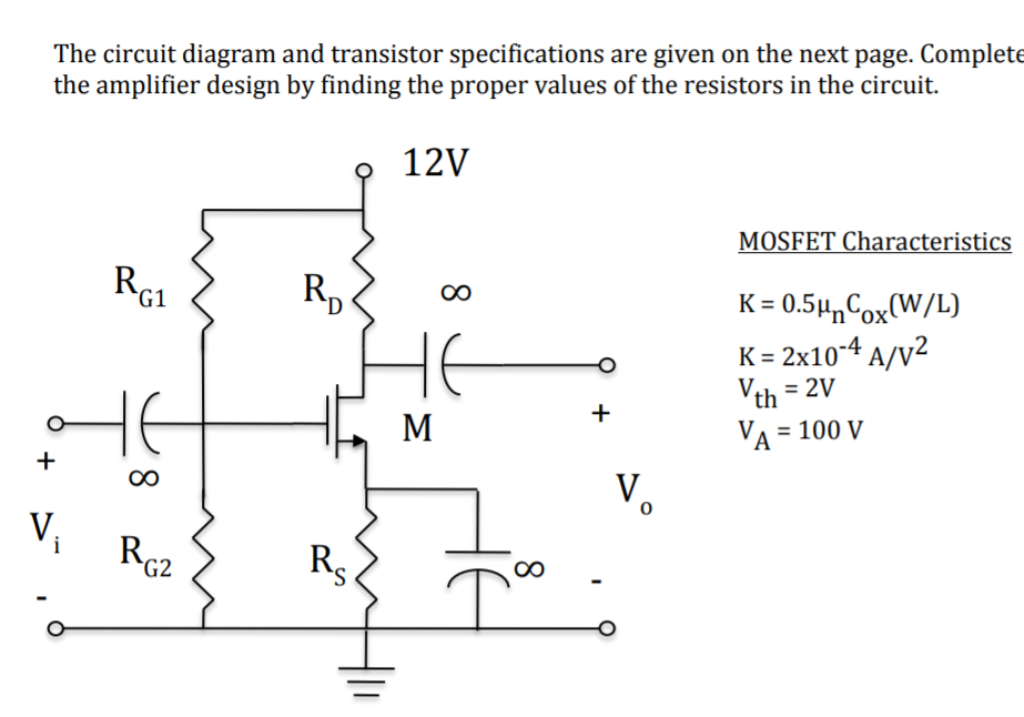 Solved 2. A MOSFET common source amplifier is to be designed | Chegg.com