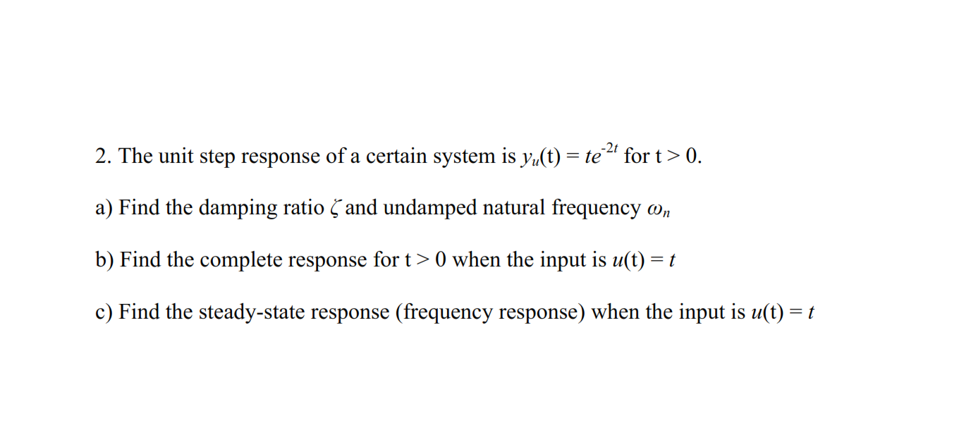 Solved The unit step response of a certain system is y_u(t) | Chegg.com